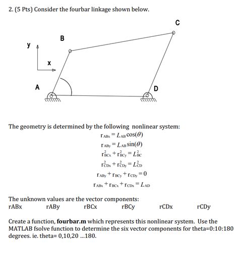 2 5 Pts Consider The Fourbar Linkage Shown Below