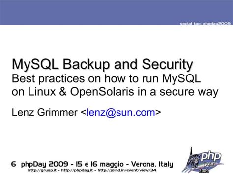 Mysql Backup And Security Best Practices Ppt