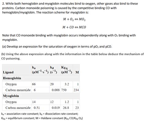 2 while both hemoglobin and myoglobin molecules bind