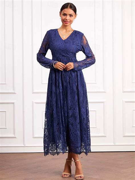 Womens Wedding Guest Cocktail Dress Maxi Dress Lace Party Elegant