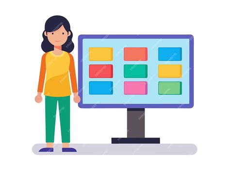 Premium Vector Girl Selected Box On Computer Monitor Modern Technologies And Services Ui