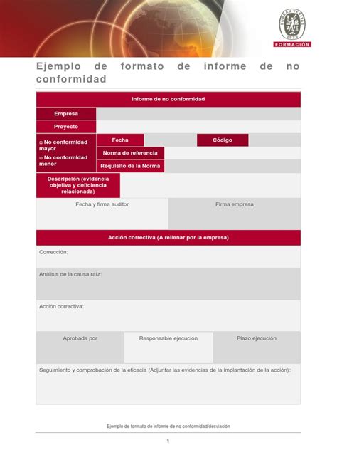 2 Ejemplo Formato Informe No Conformidad Pdf