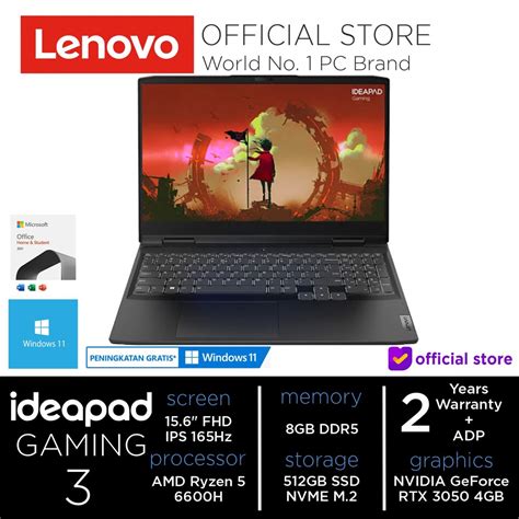 Jual Lenovo Ideapad Gaming Arh B Id Onyx Grey Ryzen H Gb Gbssd Nvidia Geforce