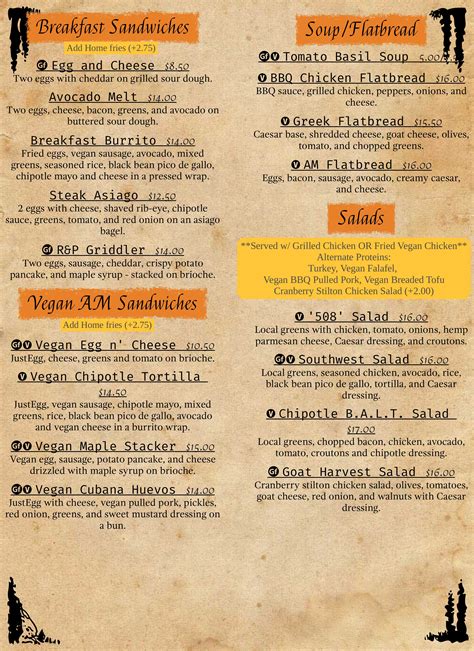 All The Food Menu Root And Press