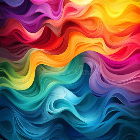 Illustration Of Abstract Rainbow Waves Background Generative Ai Stock Illustration