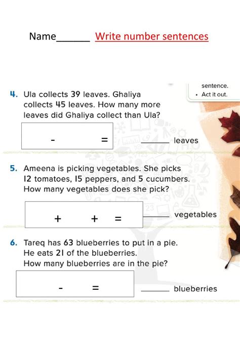 Write A Number Sentence Worksheet Live Worksheets Worksheets Library