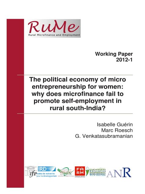 Pdf Microfinance And Sustainable Microentrepreneurship Development