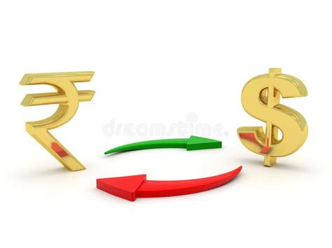 concept of currency converting with indian rupee and dollar in white background 3d render stock