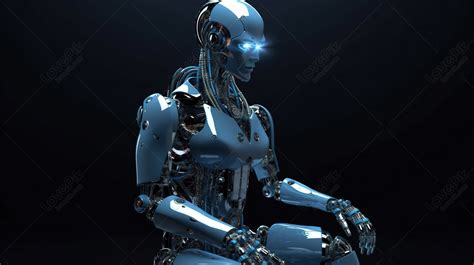 3d 렌더링을 사용하여 인공 지능 로봇이 백그라운드에서 데이터를 분석합니다 컴퓨터 기술 배경 자동적 인 배경 지능 로봇 배경 이미지 Hd 컴퓨터 기술 자동적 인