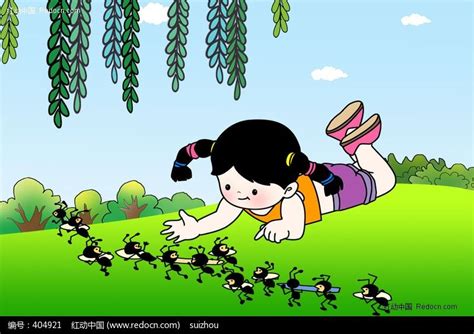 看蚂蚁搬家 童趣插画图片下载 红动中国