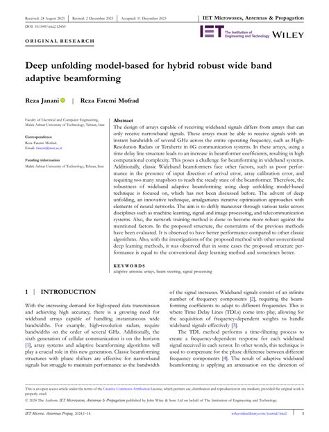 Pdf Deep Unfolding Model‐based For Hybrid Robust Wide Band Adaptive
