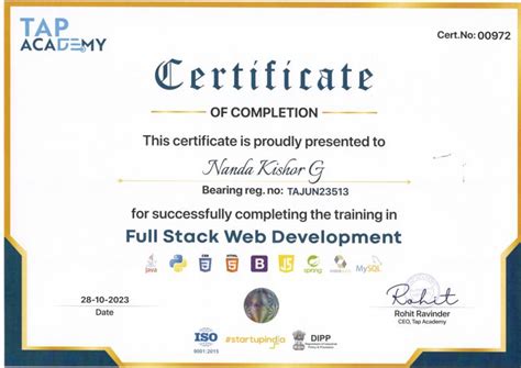 Nanda Kishor G On Linkedin Fullstackdeveloper Tapacademy
