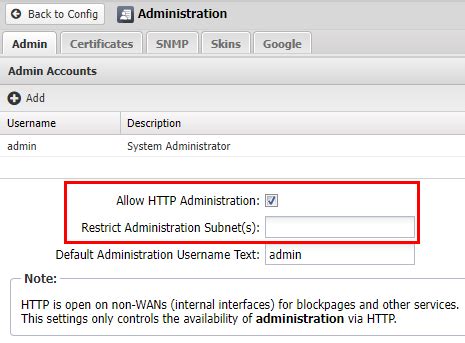 Restricting Access To NG Firewall S Admin GUI Edge Threat Management Support Arista