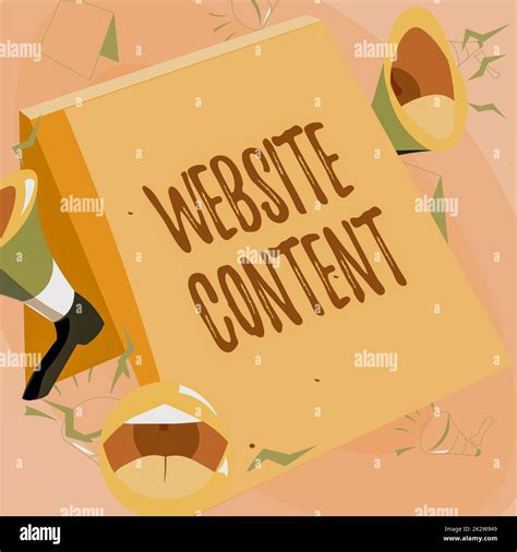 Conceptual Display Website Content Word Written On Website Content Lips Megaphones Loudly