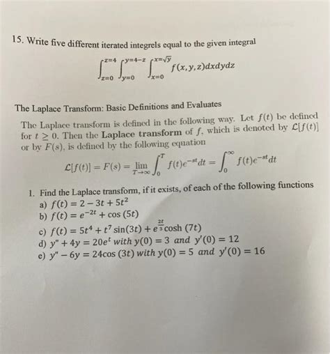 solved 15 write five different iterated integrels equal to