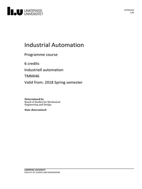Syllabus Industrial Automation Download Free Pdf Automation