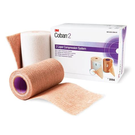 Coban 2 Layer Compression Bandage System 2094n 35 40 Mmhg 1 Set Tan And White