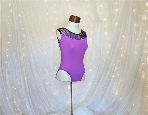 Womens Ballet Leotard In Fuchsia With Black Print Mesh Tank Etsy