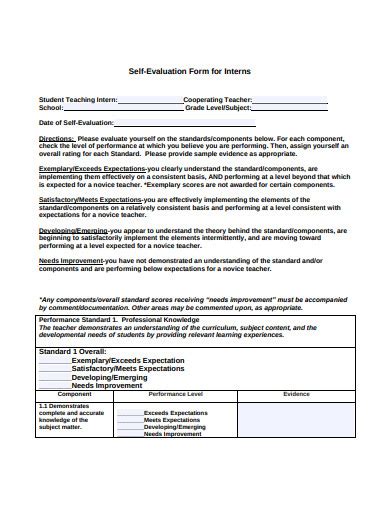 Internship Self Evaluation Report Sample Design Talk