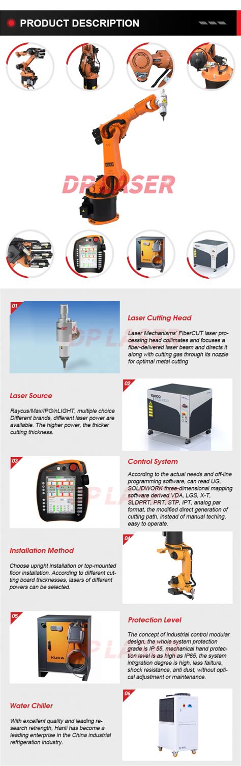 Kuka 6 Axis Robot Arm System Automatic Robot Laser Metal Fiber Laser