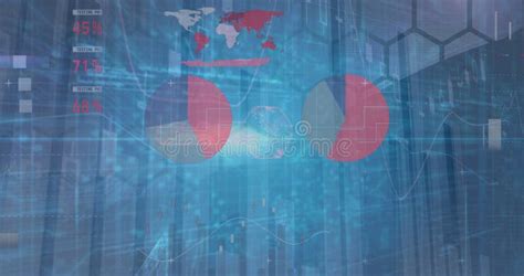 Creating Animation With Pie Charts And World Map On Digital Background Stock Footage Video Of