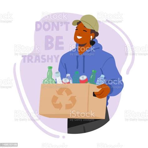 남성 캐릭터는 재활용을 위한 병이 있는 상자를 가지고 다닙니다 쓰레기를 재활용 쓰레기통에 분류하는 남자 쓰레기 분리 감소에 대한 스톡 벡터 아트 및 기타 이미지 Istock