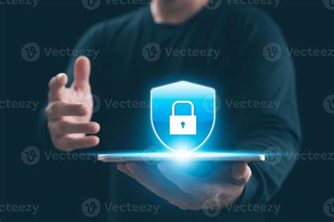 Cybersecurity Privacy Data Protection Concept Businessman Holding Key Protect Business And