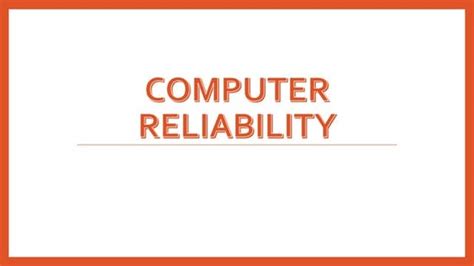 reliability of a computer system pdf