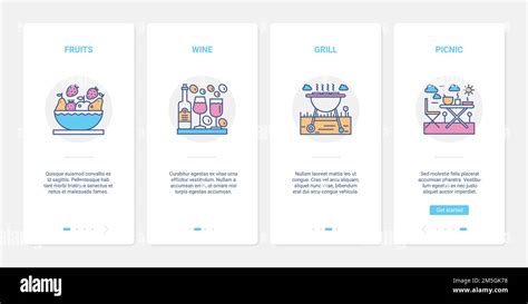 Summer Outdoor Activity Cooking Food Items Vector Illustration Ui Ux Onboarding Mobile App
