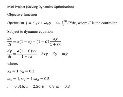 Solved Mini Project Solving Dynamics Optimization