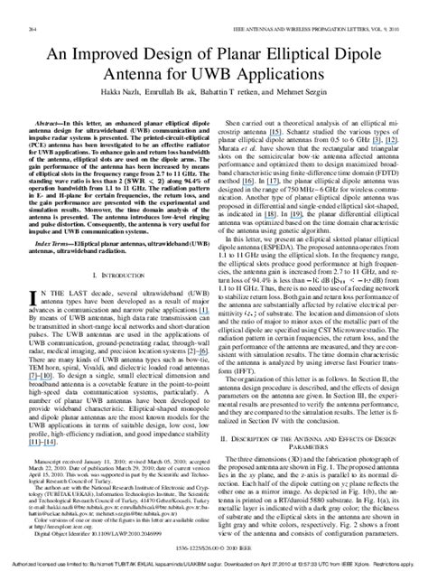 Pdf An Improved Design Of Planar Elliptical Dipole Antenna For Uwb