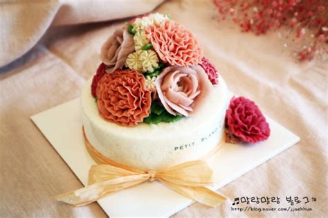 앙금플라워 떡케이크 카네이션으로 만들었어요 네이버 블로그