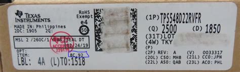 Tps548d22 Date Code Discrepancies Between Mfg Label And Part Marking Power Management Forum