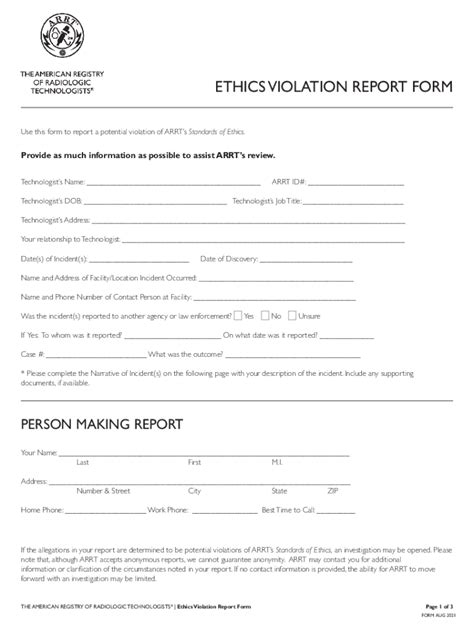 Fillable Online Arrt Standards Of Ethics Everything You Need To Know