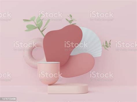 3d 연단은 여름 개념으로 제품 프레젠테이션을 의미합니다 화장품 광고를위한 받침대 플랫폼 3차원 형태에 대한 스톡 사진 및 기타