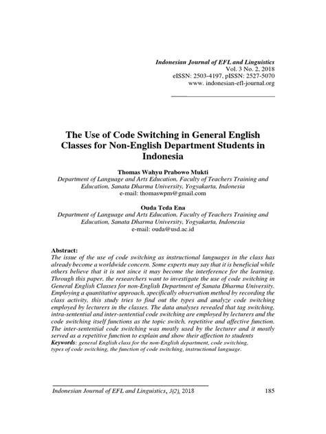 Code Switching Pdf English As A Second Or Foreign Language