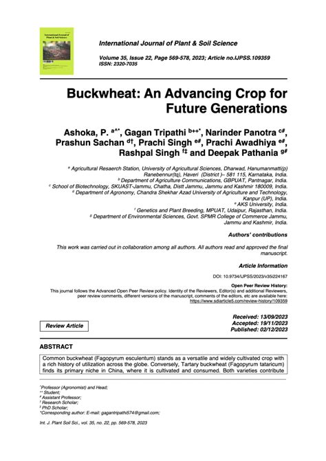 Pdf Buckwheat An Advancing Crop For Future Generations