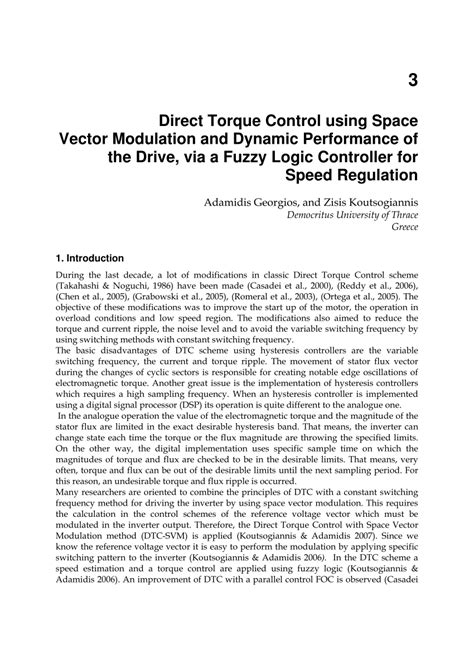 Pdf Direct Torque Control Using Space Vector Modulation And Dynamic Performance Of The Drive