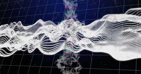Floating White Dotted Waveform Above Perspective Grid Emitting Mesh Clusters And Glitch