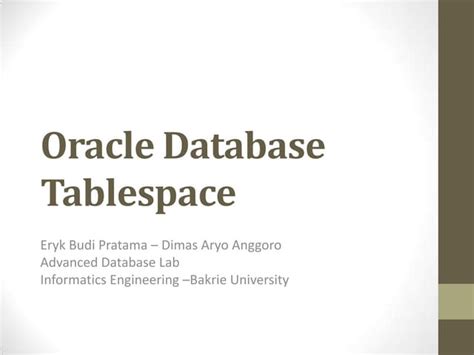 Oracle Tablespace Basic Ppt