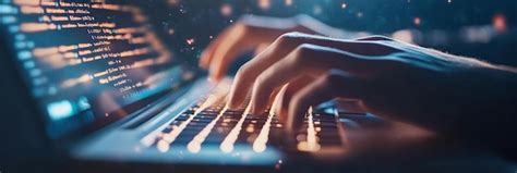 Two Large Monitors Displaying Code In A Dimly Lit Modern Workspace