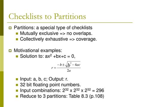 Ppt Chapter 8 Coverage And Usage Testing Based On Checklists And