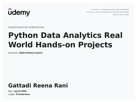 🎉 Thrilled To Share That Ive Completed The Course Python Data Analytics Real World Hands On