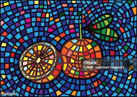 오렌지 과일 디자인 모세 스테인드 글라스 배경 일러스트 벡터 개념에 대한 스톡 벡터 아트 및 기타 이미지 개념 건축