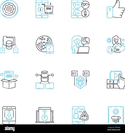 Cyber Connections Linear Icons Set Cybersecurity Nerking Firewall Router Encryption