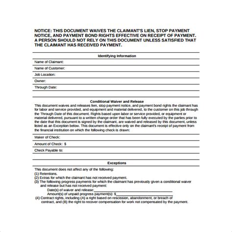 Free 14 Sample Conditional Release Forms In Pdf Ms Word