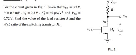 solved vdd r for the circuit given in fig 1 given that vpp