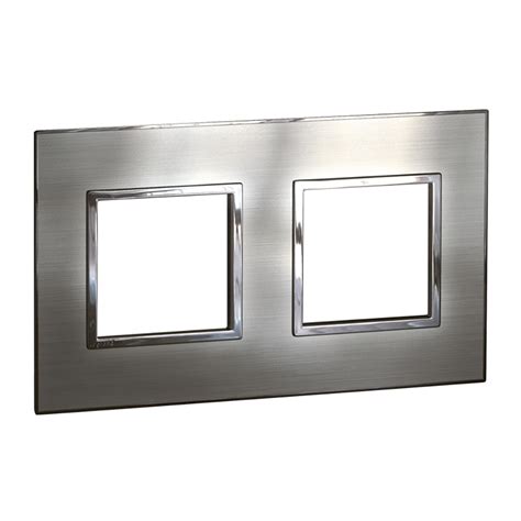 Arteor Surround Plate 4 Module Square Brushed Stainless Steel Simkiss Solutions