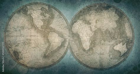 Old Geographical Map Of The World Of The 18th Century A Good