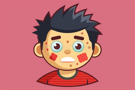 A Cartoon Character Shows Surprise With Pimple Patches Applied